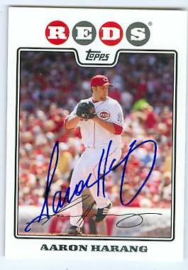 Aaron Harang autographed baseball card (Cincinnati Reds) 2008 Topps ...