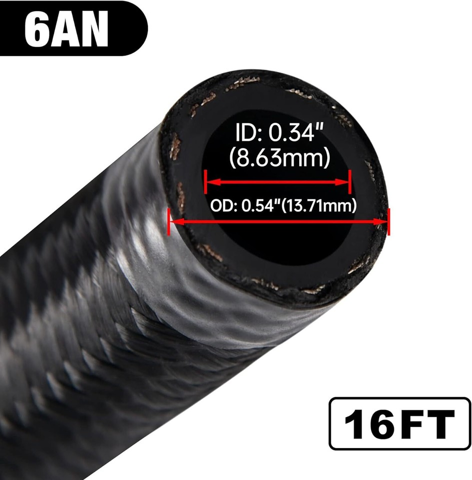 6AN Fuel Line Kit Stainless Steel Nylon Braided 10pcs Hose End Fitting ...