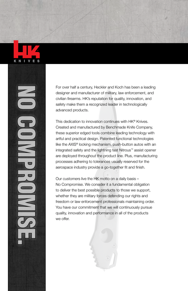 Benchmade Heckler & Koch HK 14144 Assisted Opening Combo Tanto Black ...