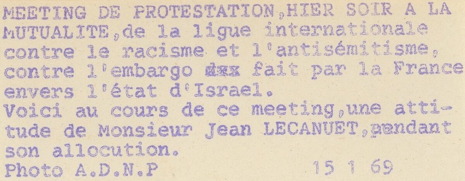 Jean Lecanuet, Meeting Gegen L'em Bargo Hergestellt Von Frankreich ...