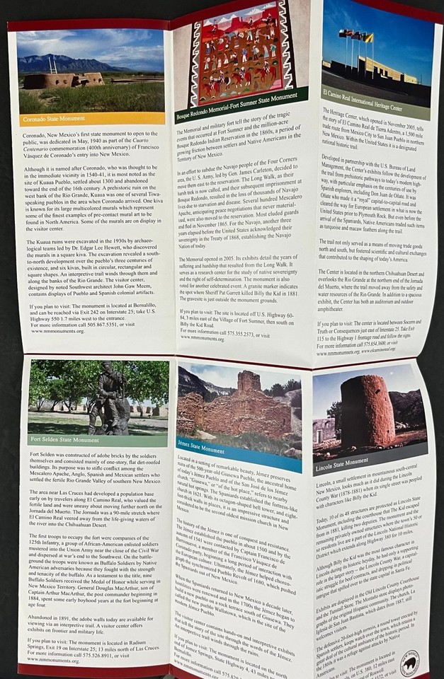 2000s New Mexico State Monuments Forts Museums Vintage Travel Brochure Guide Map | eBay