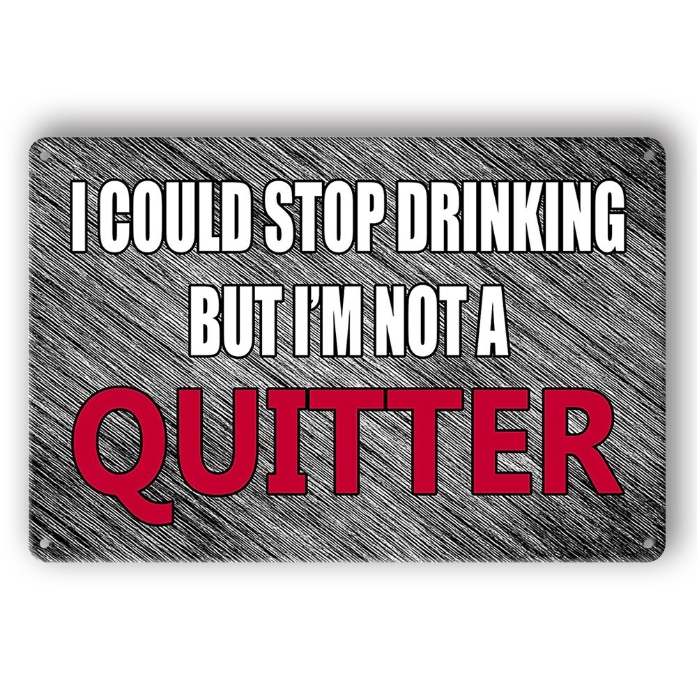 2x Tin Sign QUITTER I COULD STOP DRINKING BUT I AM NOT Metal Plate ...