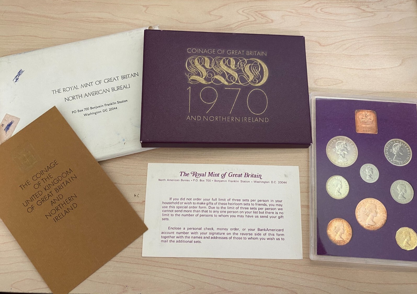 1970 Coinage of UK of Great Britain & N. Ireland 8 Coin PROOF Set w/COA ...