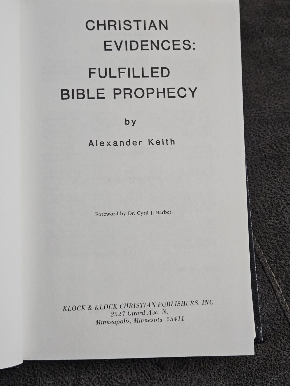 Christian Evidences Fulfilled Bible Prophecy Hardcover by Alexander ...