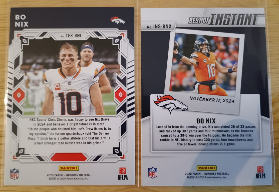 2025 Donruss Elite Series Bo Nix #TES-BNI Broncos + Best of Instant | eBay