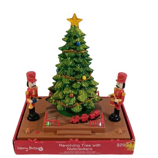 Merry Brite Revolving Christmas Tree W/ Nutcracker & Light Musical 8 ...