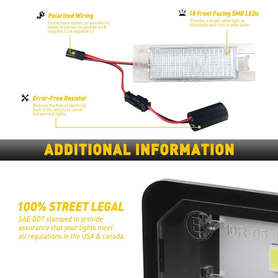 2PCS 18-SMD License Plate Light White For LED Accessories Free ...