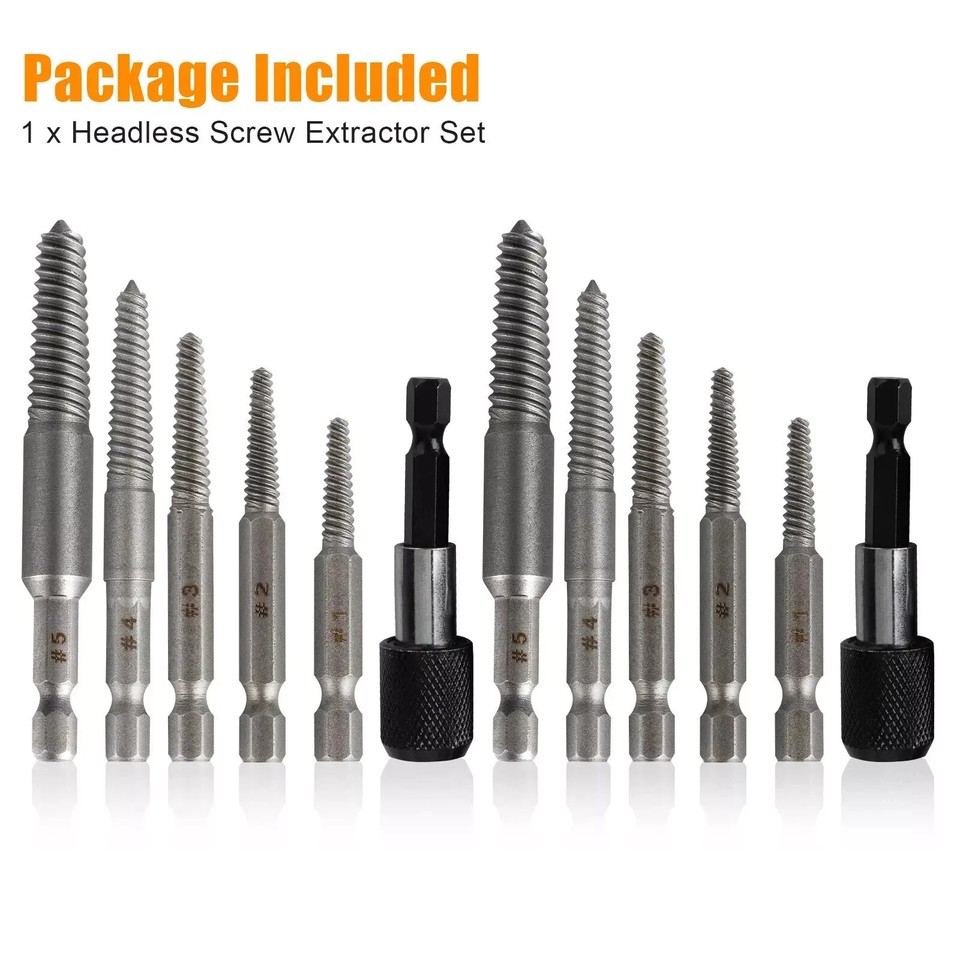 12Pcs Stud Screw Extractor Remover 1/4 Inch Hex Shank Damaged Bolt Easy ...