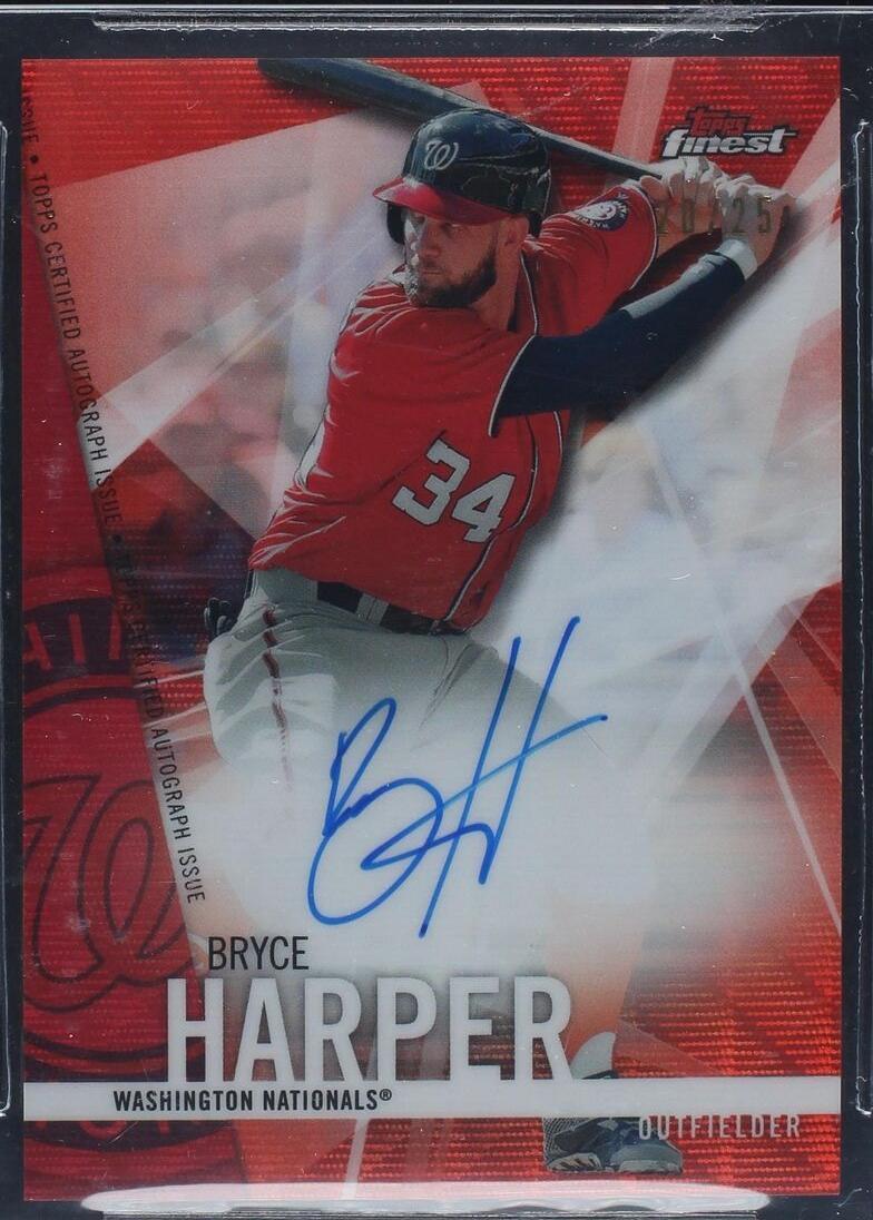 2017 Topps Finest - Autographs Bryce Harper #FA-BH Red Wave Refractor ...