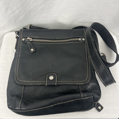 Vintage FOSSIL Women's Black Leather Crossbody Messenger Bag Purse With ...