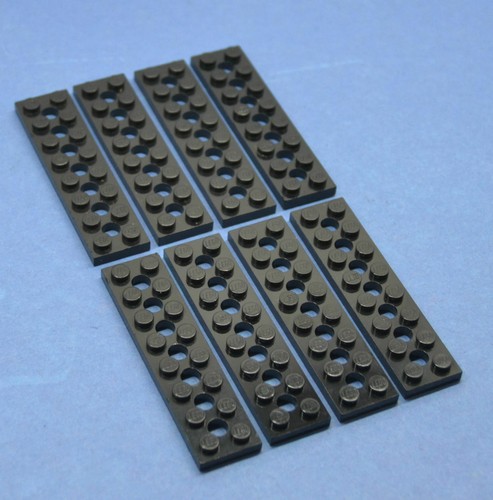 LEGO 8 x Technik Platte schwarz Black Technic Plate 2x8 with 7 Holes ...