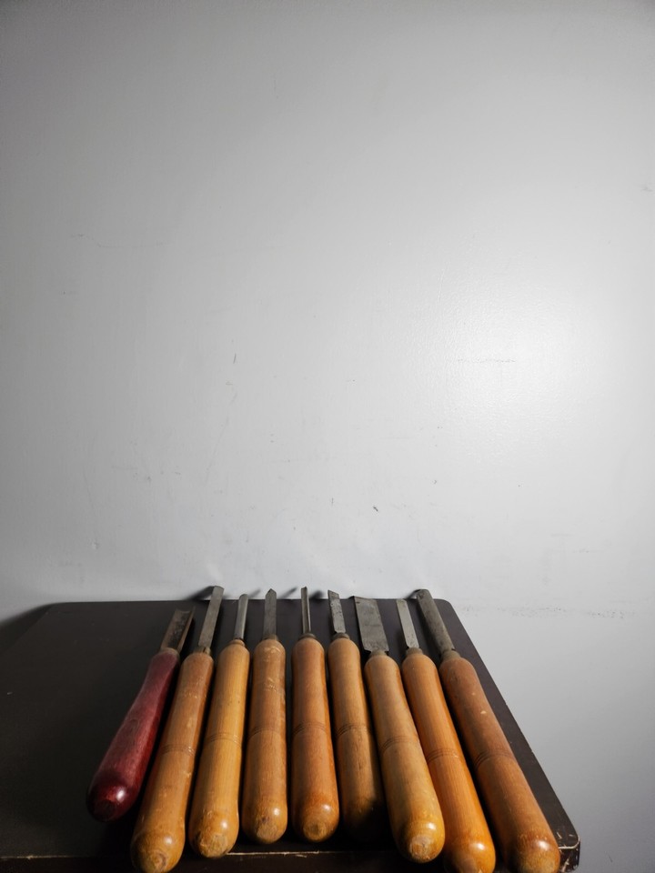 Set of 10 Vintage Disston Keystone USA Wood Lathe Turning Tools Chisels ...