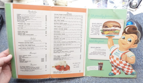 c.1960 Elias Brothers Big Boy Laminated Die-Cut Menu | eBay