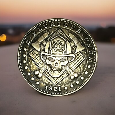 Firefighter Skull Ax Custom Novelty Lucky Heads Tails Challenge Coin US ...
