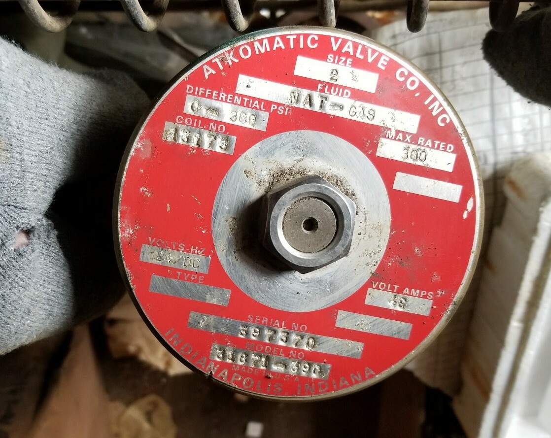 Size 2 ATKOMATIC VALVE 31871-390 NATURAL GAS 0-300 psi 24 VOLT DC Onan ...