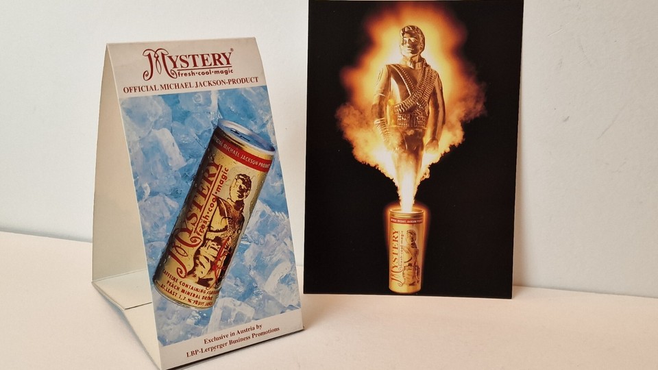 Michael Jackson small Official Mystery Drink Promo Display & Card King ...