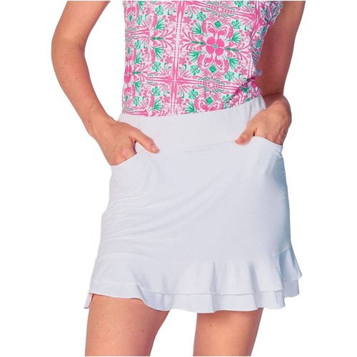 G Lifestyle Women Double Ruffle Golf Skirt White - SS25 NEW | eBay