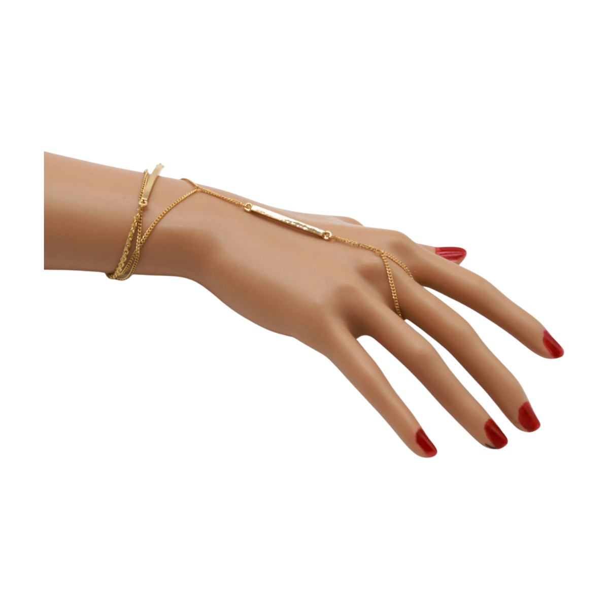 Gold Bracelet With Ring Attached