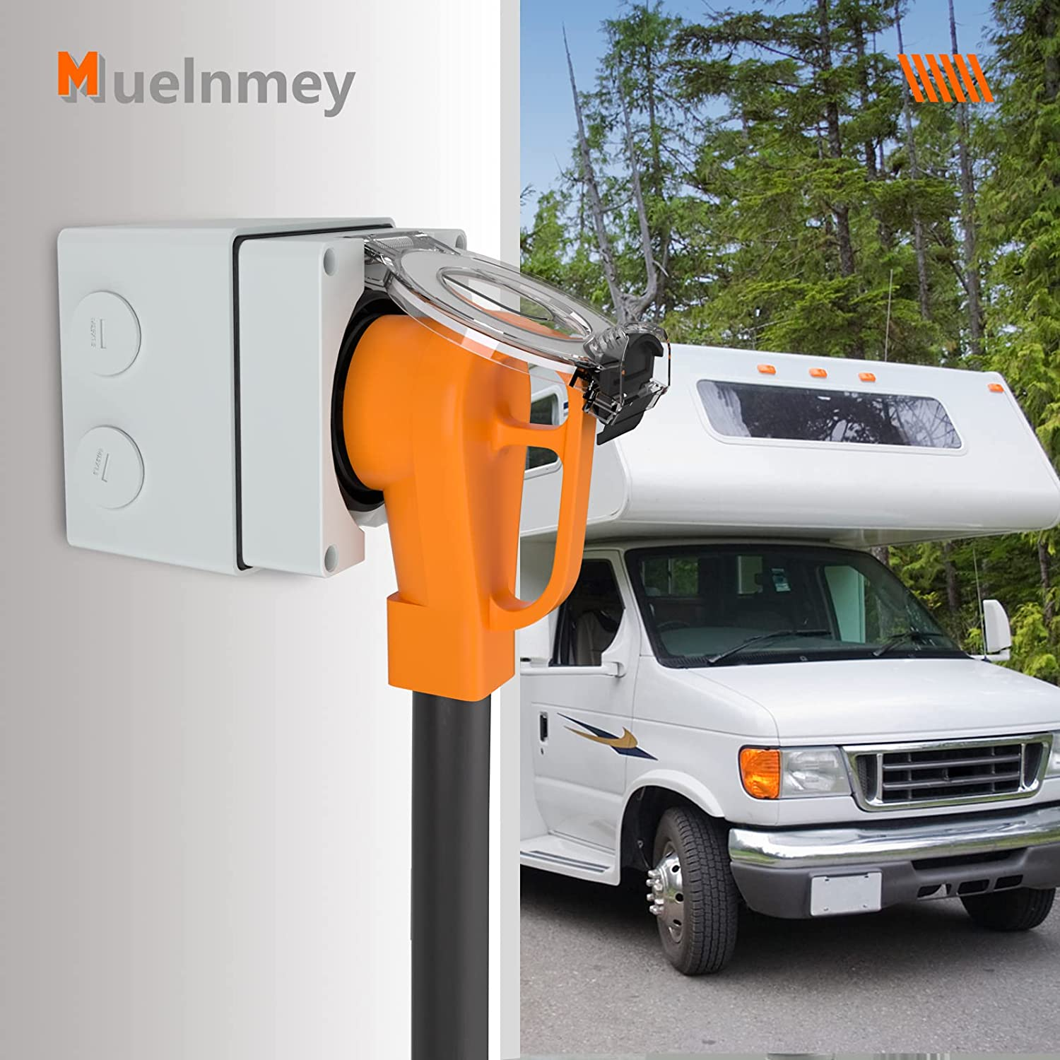 30 Amp Outdoor Electrical RV Power Outlet Box Socket Protection ...