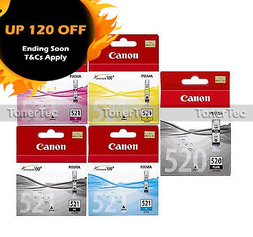 Canon Genuine PGI-520/CLI-521 5x INK SET->IP4600,IP4700,MP540,MP550 ...