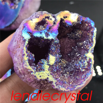 1pc Titanium Agate geode cluster rainbow natural quartz crystal Mineral ...