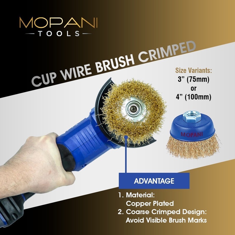 4" Crimped Wire Cup Wheel Brush Set For Grinders, 5/8"-11 Threaded ...