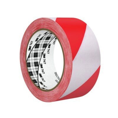 3M Hazard Warning Tape 767 Red/White 2" x 36 yard Roll (24 Roll/Case ...