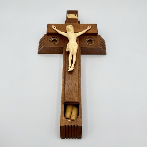 Vintage INRI Wood Sick Call Last Rites Crucifix Cross Set Jesus Christ ...