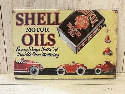 Shell Motor Oil Tin Sign Shell Logo Automobile Car Garage Sign | eBay