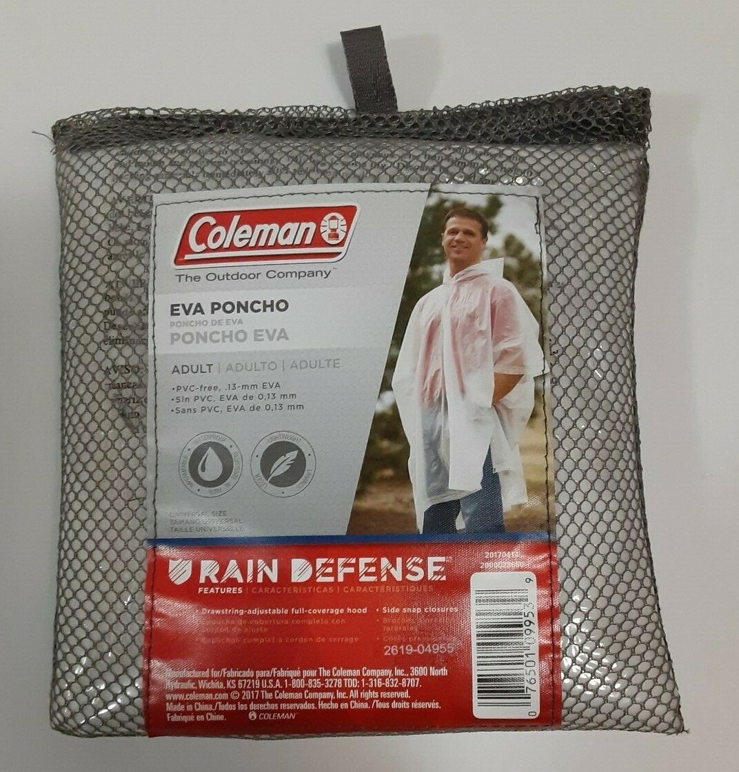 Coleman Adult EVA Poncho Clear Unisex Lightweight & Packable One Size ...