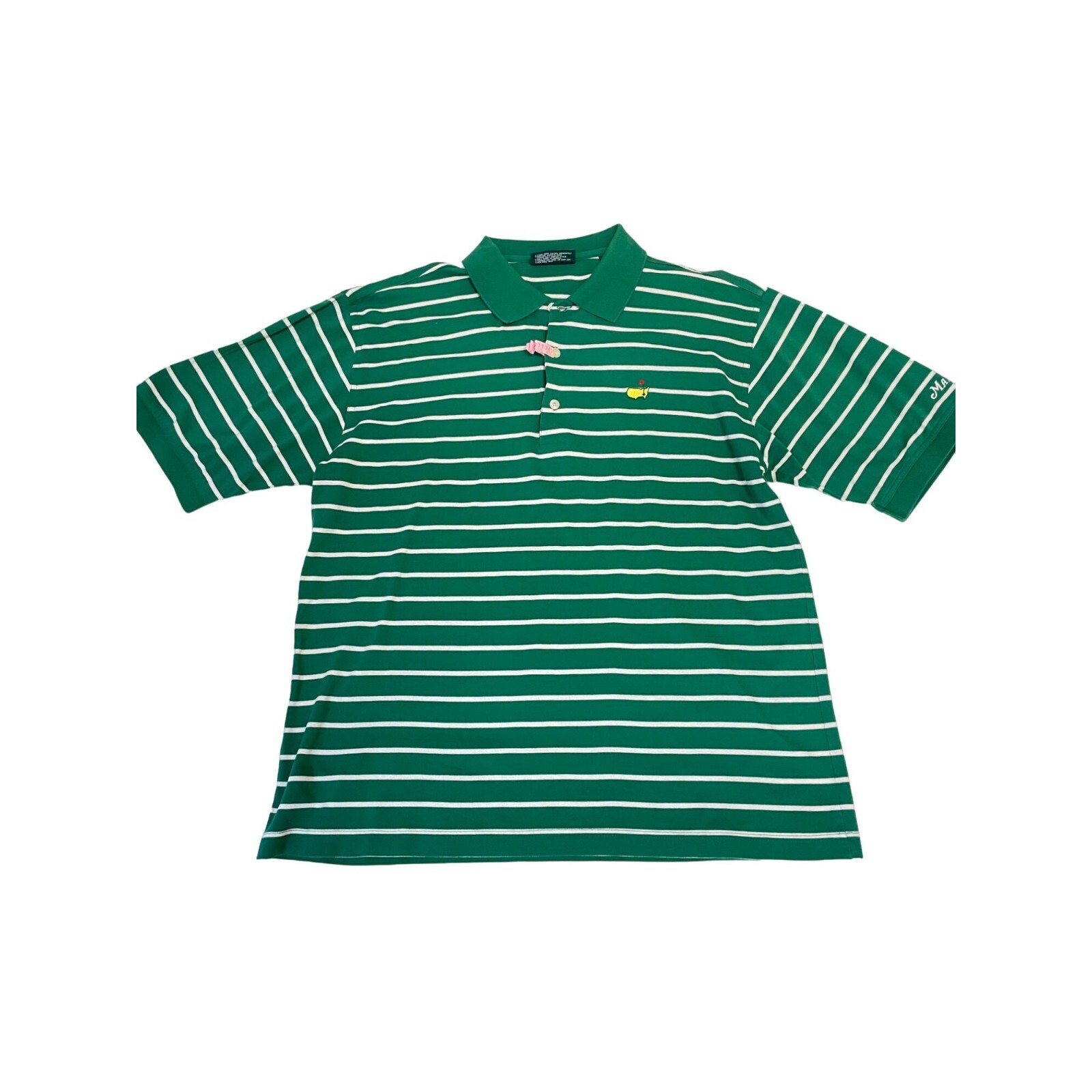 Masters Augusta National Green Stripe Golf Shirt Medi… - Gem