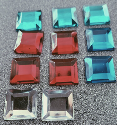 Rhinestones Acrylic Stones Beads Flatback Sewn 17x17mm Square Lot of 11 ...
