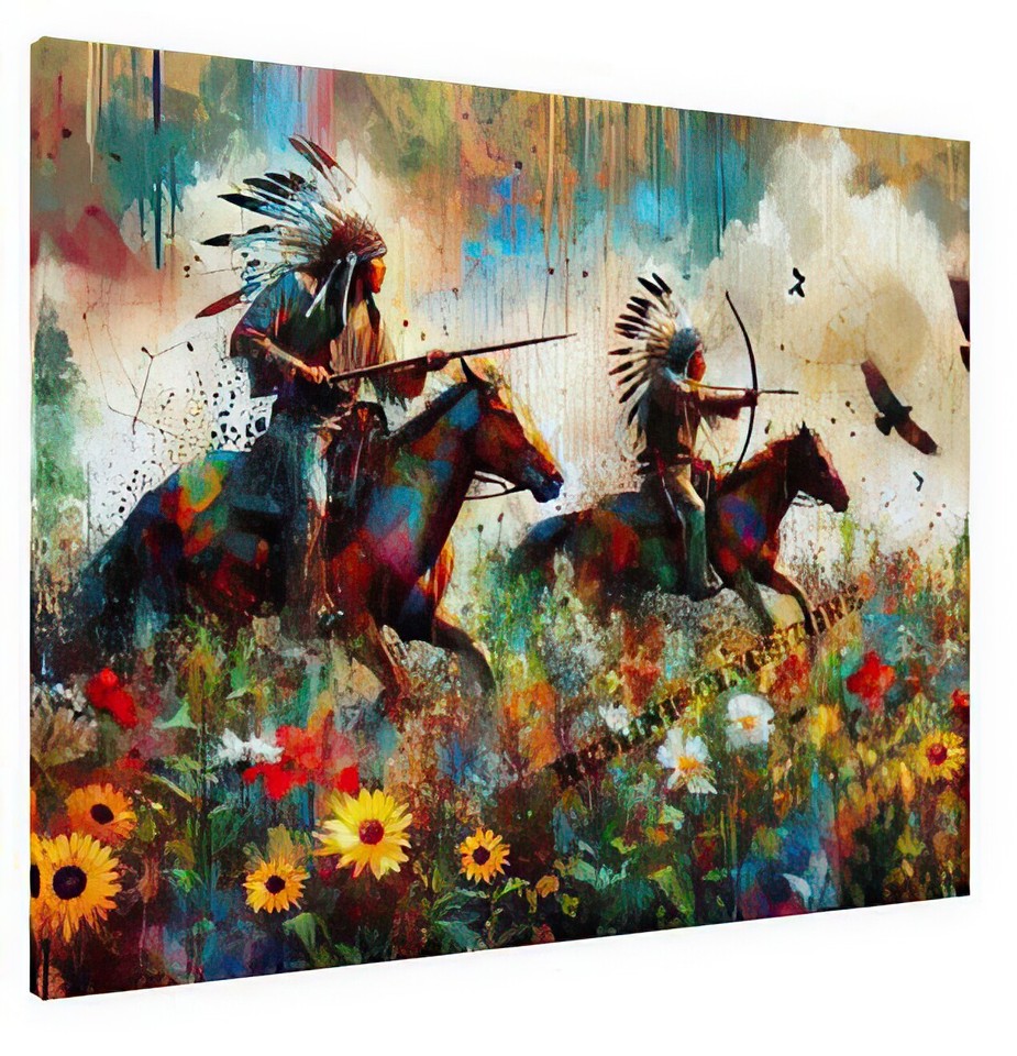 Cherokee American Indian Hunting art Colorful splashes of paint #4 ...
