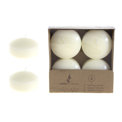 Mega Candles - Unscented 2" Floating Disc Candles - Ivory, Set of 12 | eBay