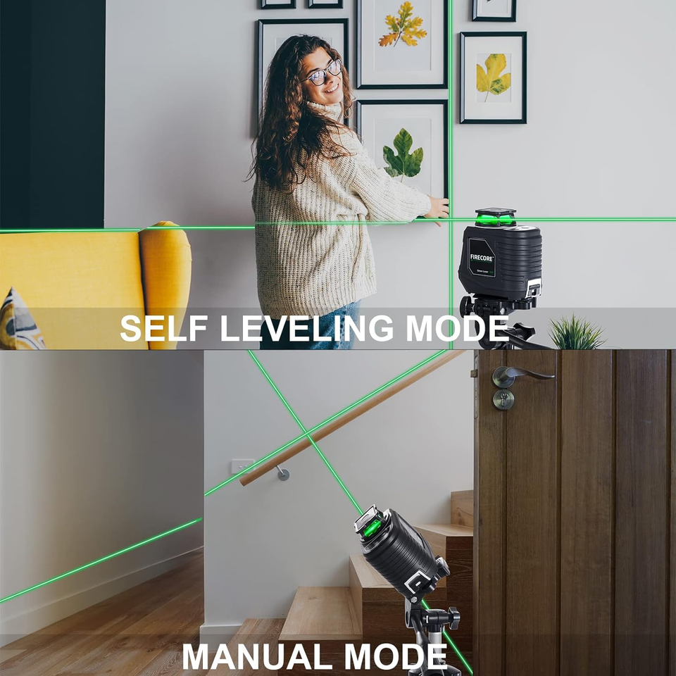 Laser Level 360 Self Leveling, Green 360° Cross Line Laser Level, Lazer ...