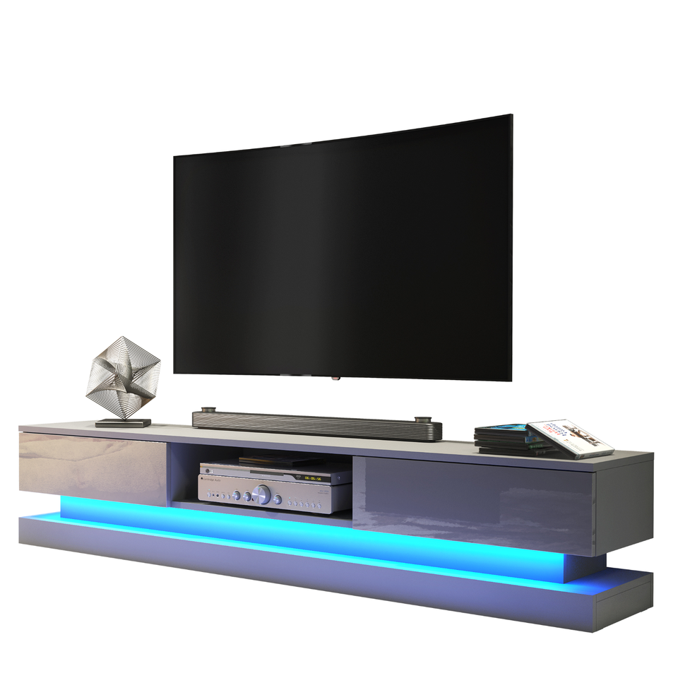 Modern I 180cm I TV Unit I Cabinet I TV Stand I Grey High Gloss Doors I ...