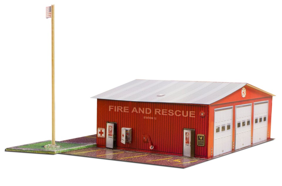BK 4814 1:48 Scale "Fire Department" Photo Real Scale Building Kit | eBay