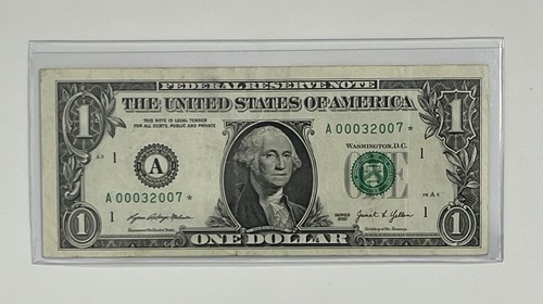 STAR NOTE 640K RUN & PRINTED Fancy Low Serial Number One Dollar Zip ...