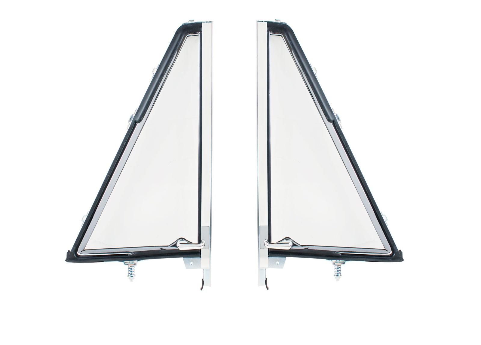 Pair Chrome Vent Window Assemblies Complete w/ Glass for 1966-1977 Ford ...