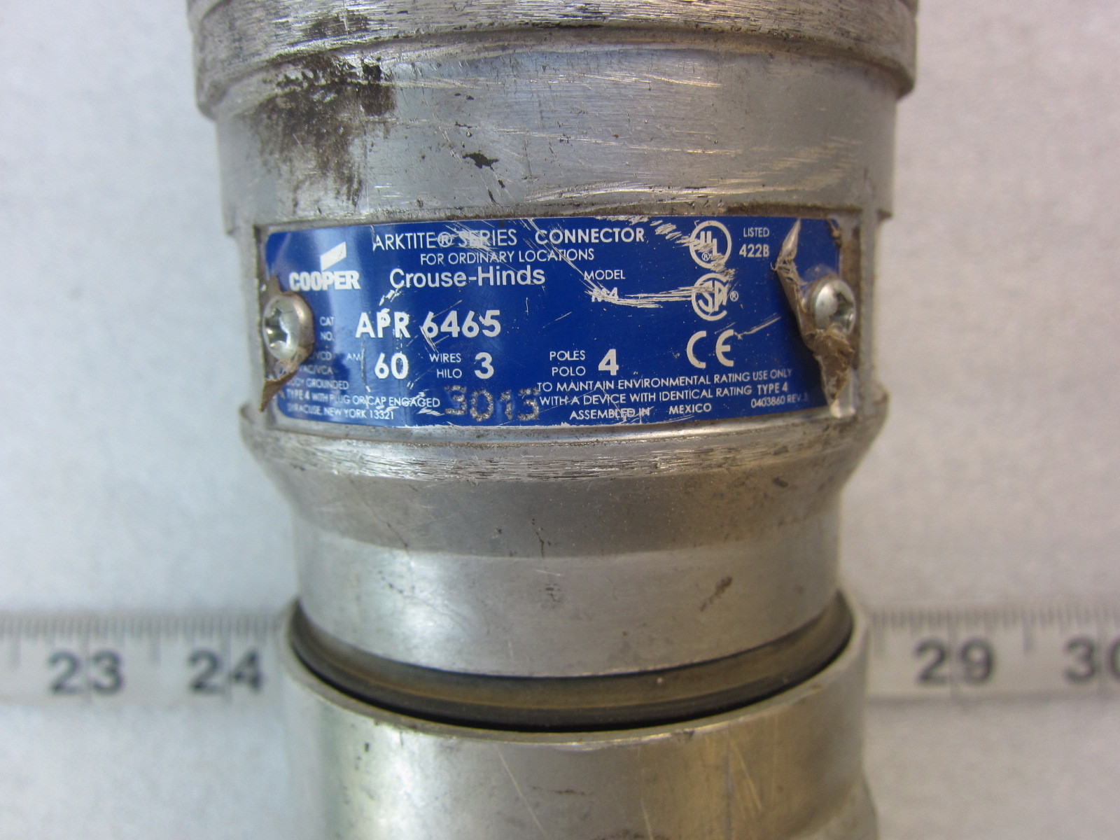 Crouse-Hinds APR6465 60A 250VDC 600VAC Pin & Sleeve Connector Non-NEMA ...