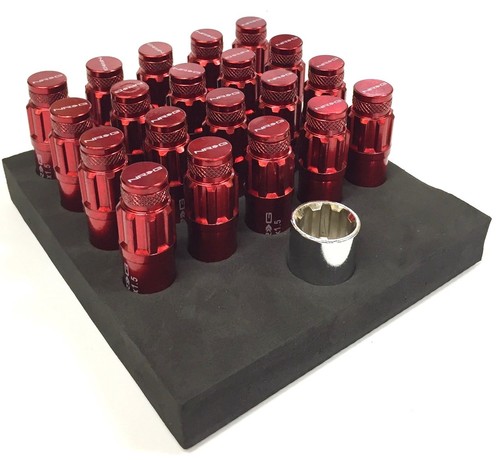 NRG STEEL LUG NUTS WITH DUST CAP COVER SET12X1.5 RED FOR HONDA ACURA ...