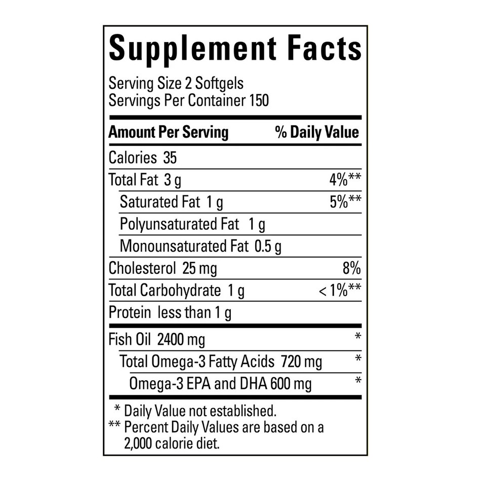 Nature Made Fish Oil 1200 mg, 300 Softgels, Omega-3 360 mg/Softgel, USP ...