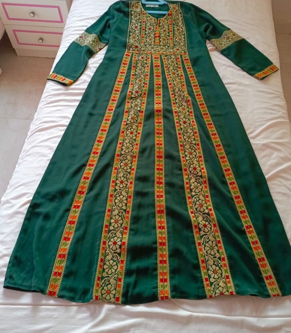Vintage Women Embroidered Tatreez Thobe Arabic Palestinian Jordan ثوب ...