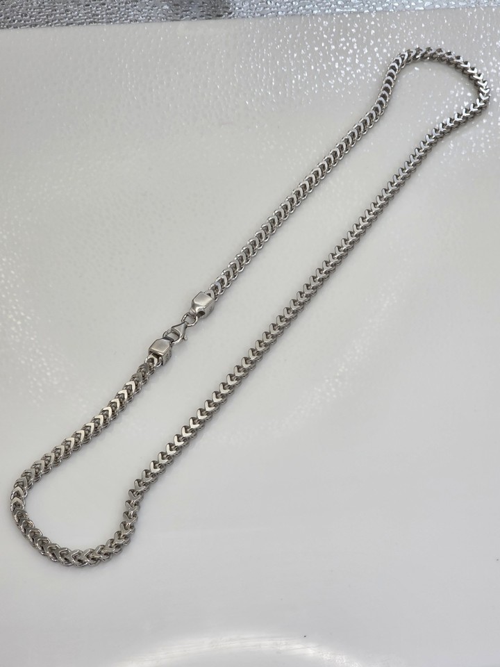 925 Sterling Silver SQUARE Franco Link Chain Necklace Rhodium Plated 22 ...
