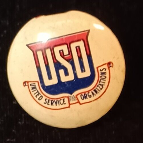 Vintage WWII Small USO Pin Pinback Button Military United Service ...