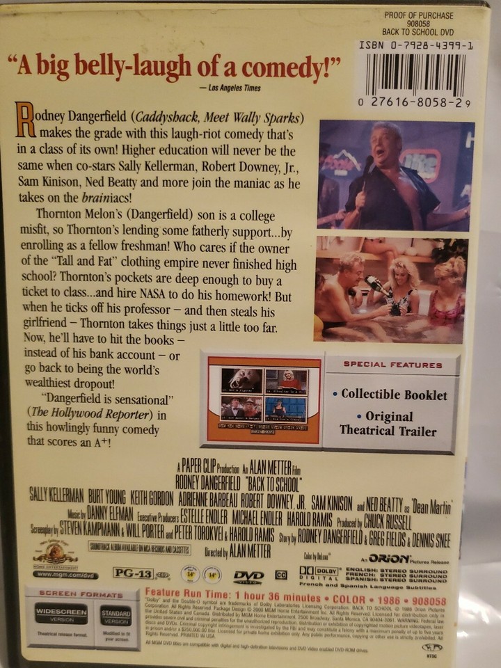 Rodney Dangerfield Back To School, Dvd 1986 27616805829| eBay