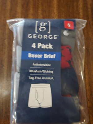 Mens 4 Pack Boxer Briefs George Size SMALL Tag Free Multicolor ...