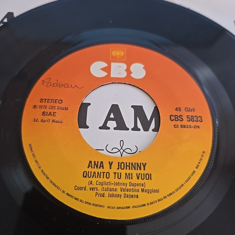 Ana Y Johnny Io Ti Amero 'Quantum Mi Need 45 Italy Press 1978 | eBay ...