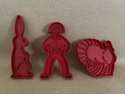 Vintage Tupperware Red Cookie Cutters Rabbit, Turkey, Figurine | eBay