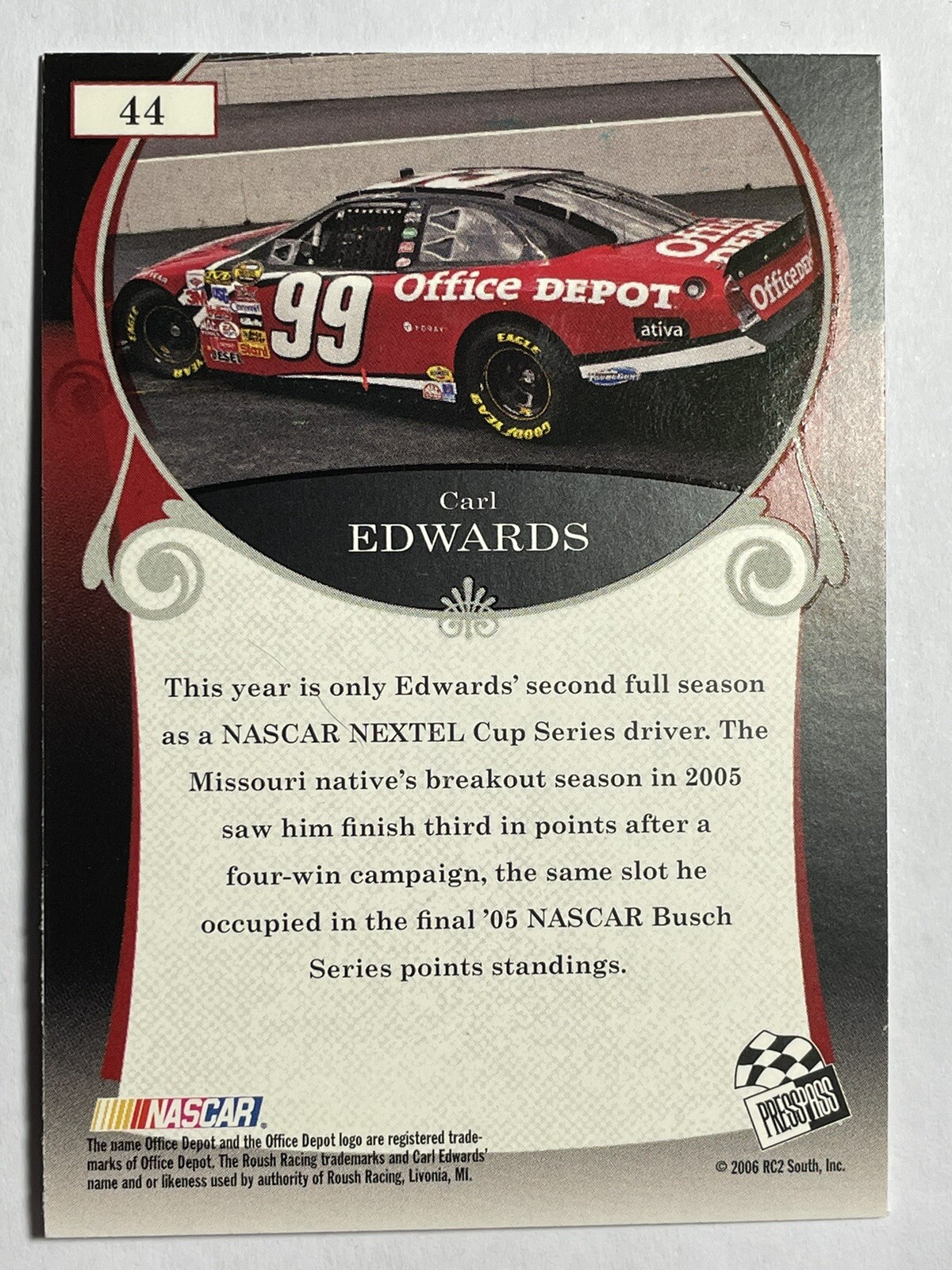 2006 Press Pass Legends - #44 Carl Edwards for sale online | eBay